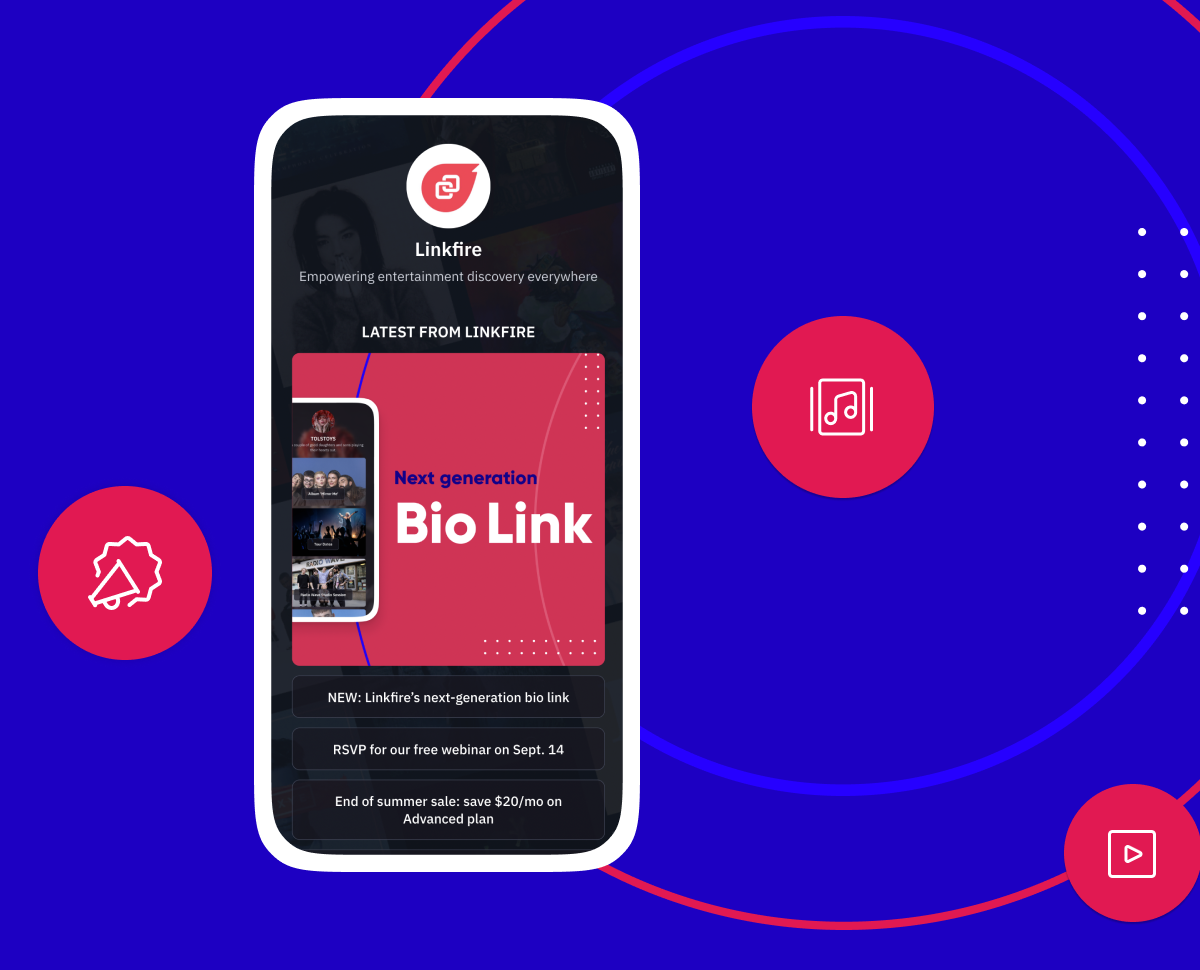 A Linkfire link in bio brings together all your content into one link.